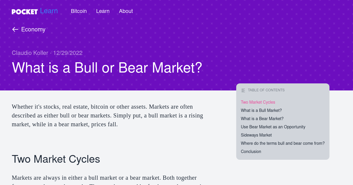 Bull and Bear Market simply explained | Pocket Bull and Bear Market simply explained | Pocket